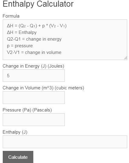 Enthalpy Calculator - Calculator Academy