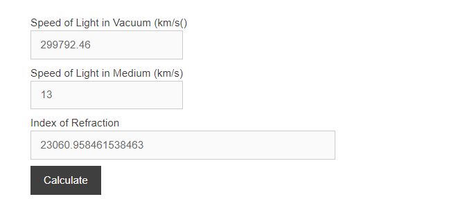Index of Refraction Calculator - Calculator Academy