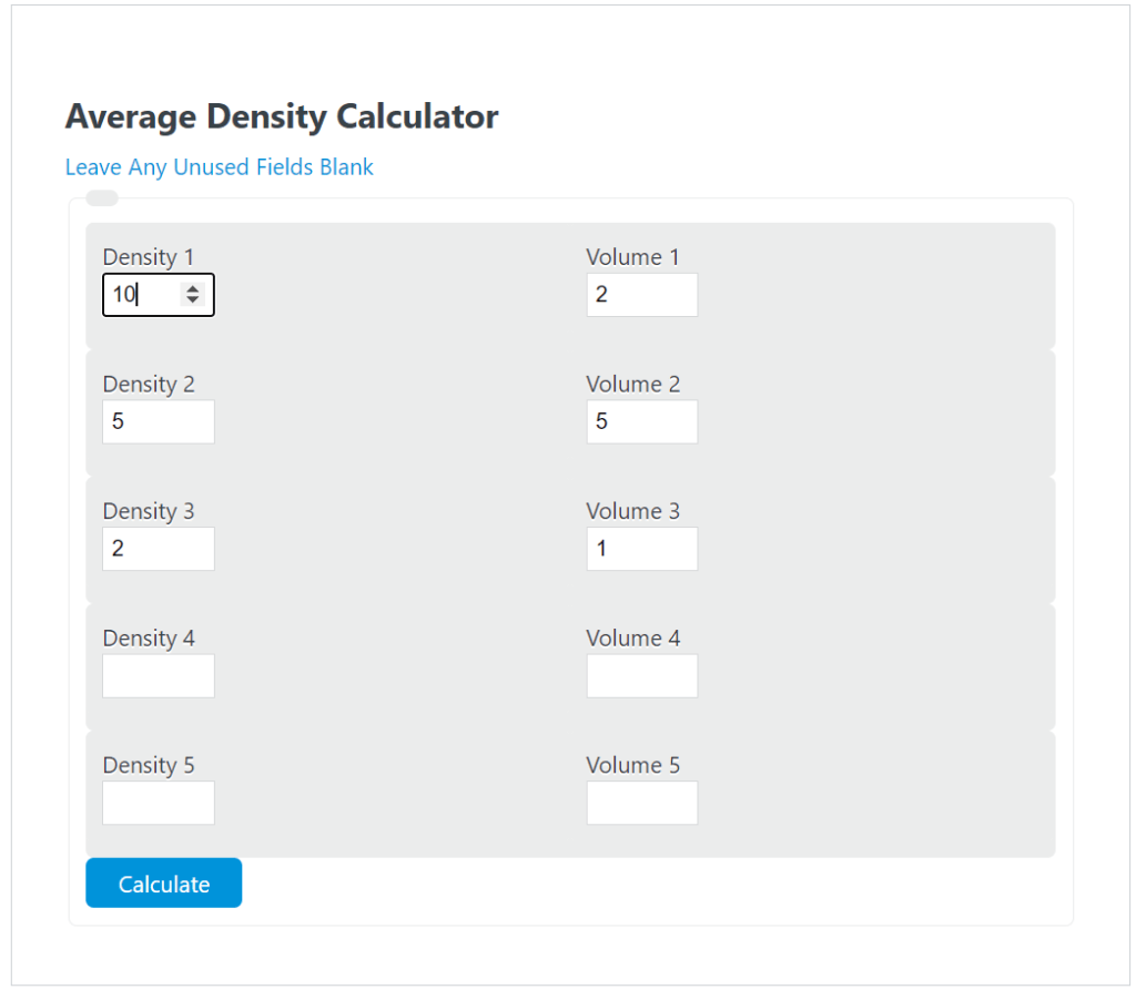 Average Density Calculator - Calculator Academy
