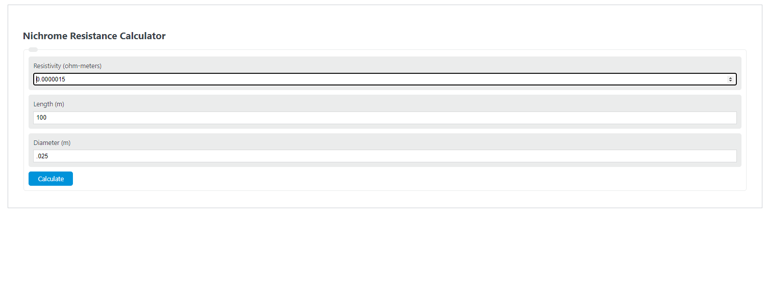 Nichrome Resistance Calculator - Calculator Academy
