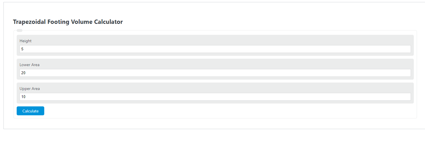 Trapezoidal Footing Volume Calculator - Calculator Academy