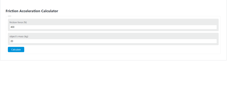 Friction Acceleration Calculator - Calculator Academy