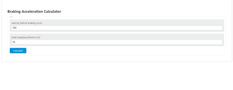 Braking Acceleration Calculator - Calculator Academy