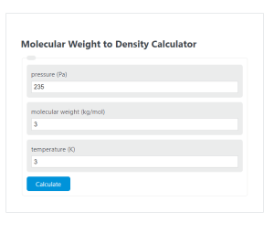 Molecular Weight to Density Calculator - Calculator Academy