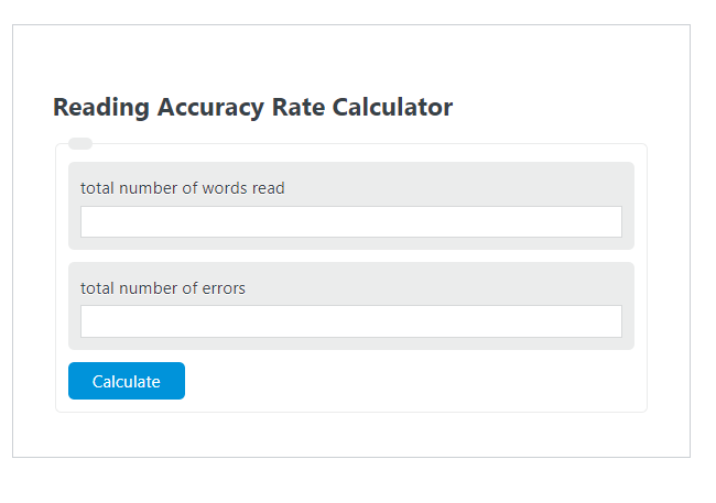 Reading Accuracy Rate Calculator Calculator Academy