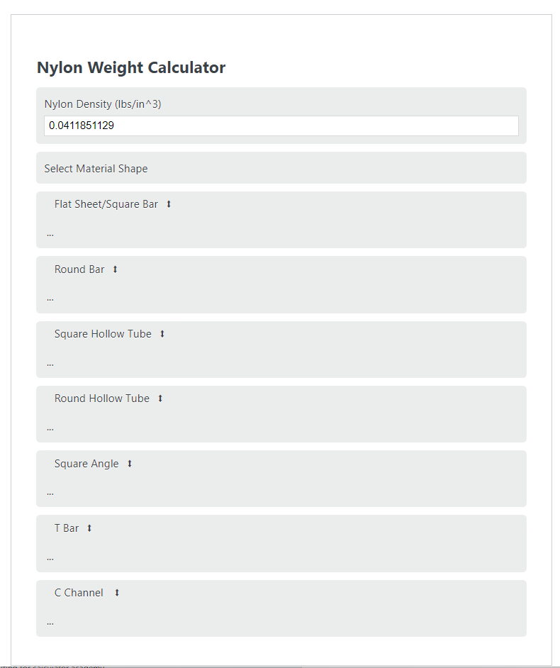 Nylon Weight Calculator - Calculator Academy