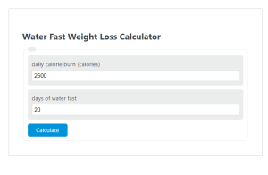 Water Fast Weight Loss Calculator