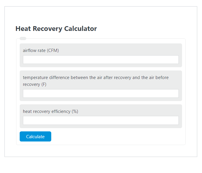 Heat Recovery Calculator - Calculator Academy