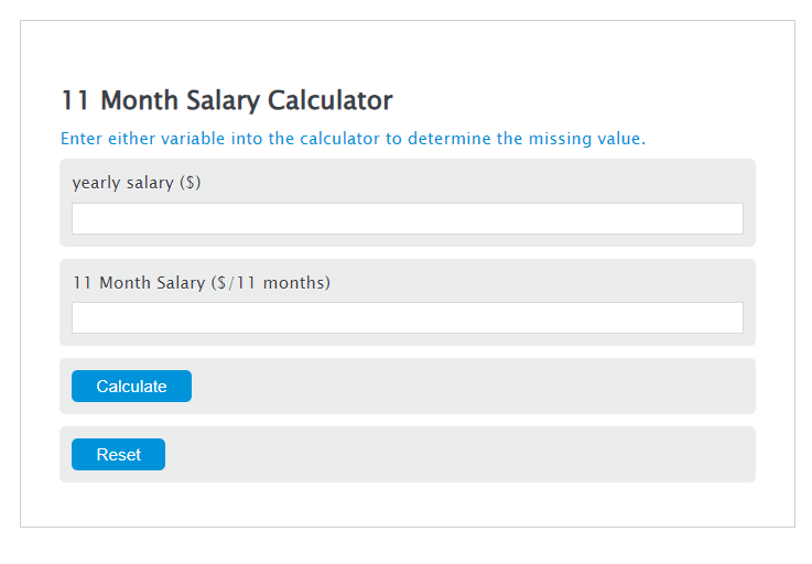 11 Month Salary Calculator - Calculator Academy