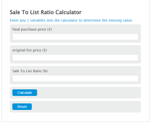 Sale To List Ratio Calculator - Calculator Academy