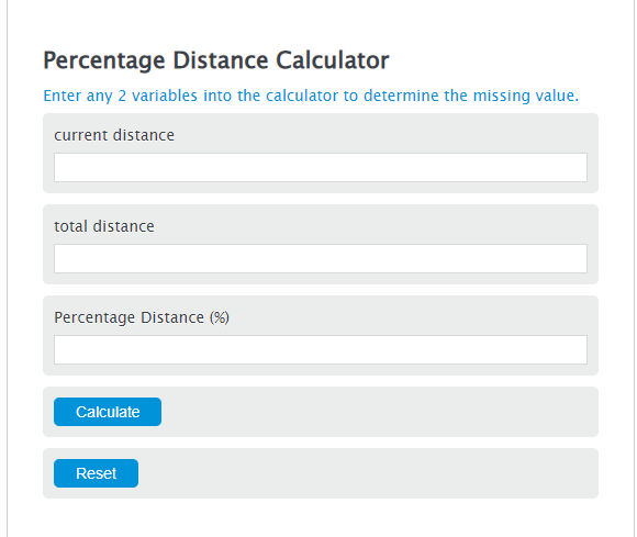 Percentage Distance Calculator - Calculator Academy