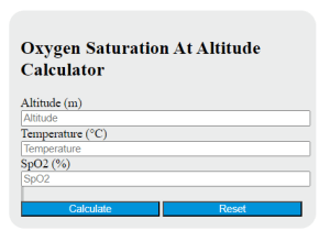 Oxygen Saturation At Altitude Calculator - Calculator Academy