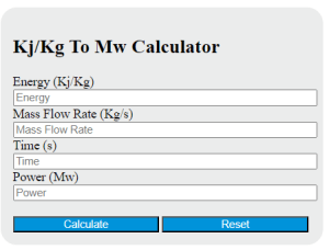 Kj/Kg To Mw Calculator - Calculator Academy