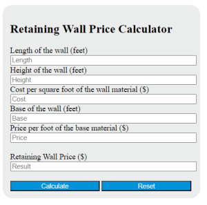 Retaining Wall Price Calculator - Calculator Academy