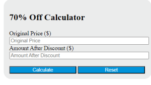 70 Percent Off Calculator - Calculator Academy