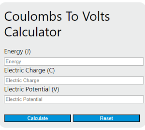 Coulombs To Volts Calculator - Calculator Academy