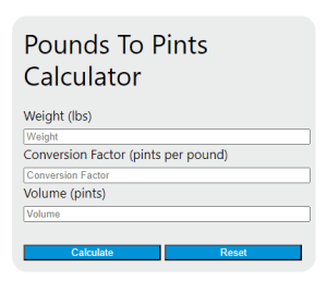 Pounds To Pints Calculator - Calculator Academy