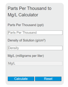 Parts Per Thousand To Mg/L Calculator - Calculator Academy