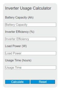 Inverter Usage Calculator - Calculator Academy