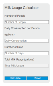 Milk Usage Calculator - Calculator Academy