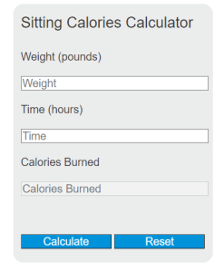 Sitting Calories Calculator - Calculator Academy