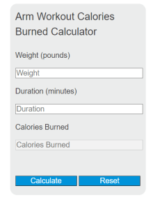 Arm Workout Calories Burned Calculator - Calculator Academy