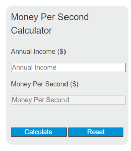 Money Per Second Calculator - Calculator Academy