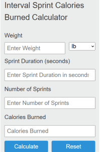 Interval Sprint Calorie Calculator - Calculator Academy