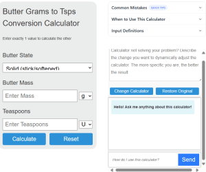 Butter Grams to Tsps Conversion Calculator - Calculator Academy