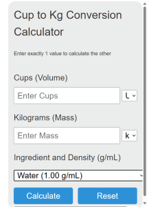 Cup to Kg Conversion Calculator - Calculator Academy