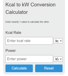 Kcal to Kw Conversion Calculator - Calculator Academy