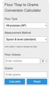 Flour Tbsp to Grams Conversion Calculator - Calculator Academy
