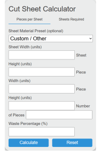 Cut Sheet Calculator - Calculator Academy